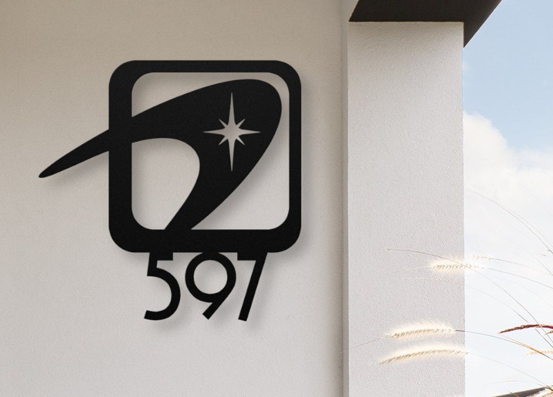 Mid Century Modern Custom House Number Sign, Mcm Abstract Shapes Metal ...