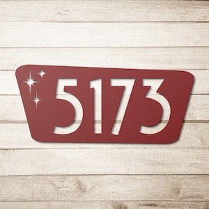 Mid Century Modern Custom House Number Sign, Mcm Atomic Starburst Metal ...