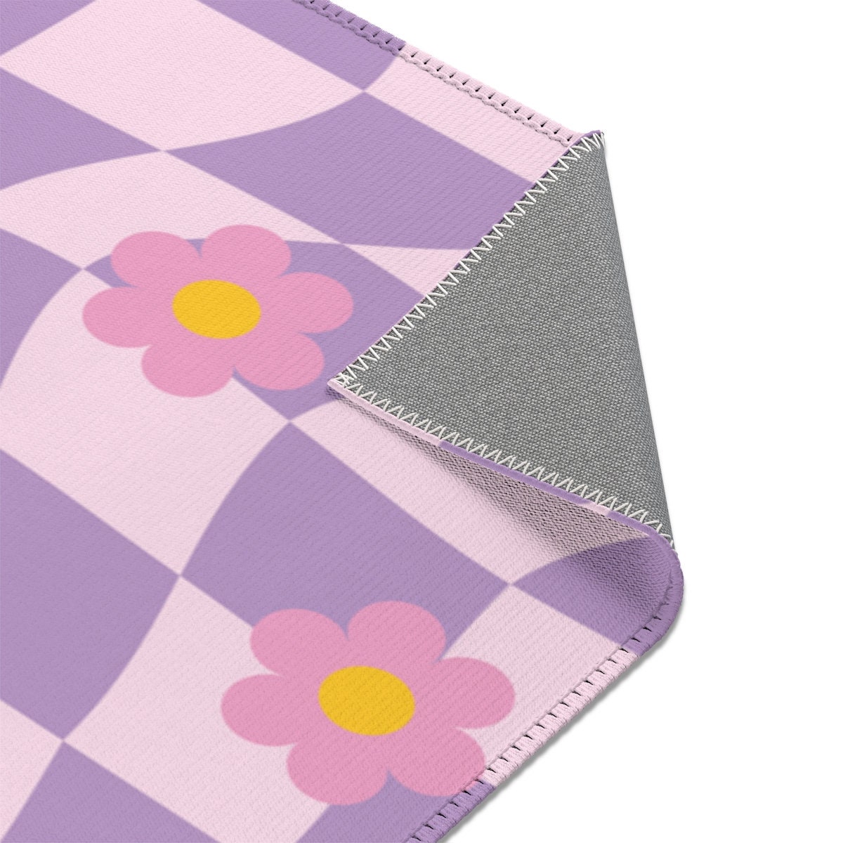 Purple Pink Checkered Rug Checkerboard Flower Rug Cute Rug - Etsy