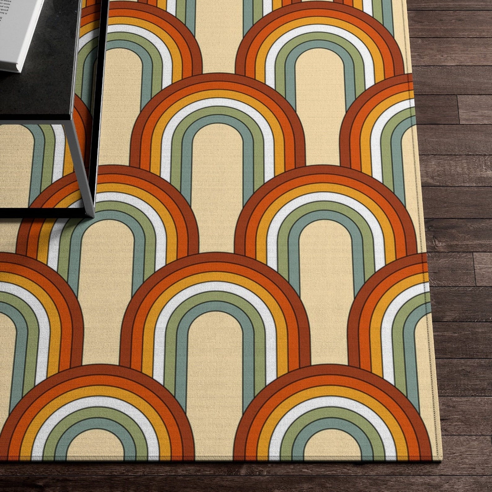 Retro Rug 70s Rug Funky Rug Hippie Rug Colorful Rainbows | Etsy