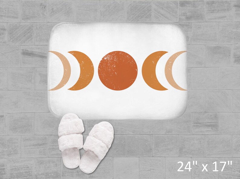 Black Moon Phases Boho Bath Mat Distressed Retro Moons | Etsy