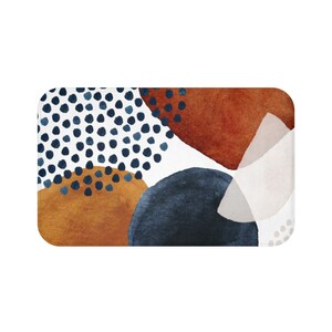 Abstract Art Bath Mat, Non-slip Modern Bath Rug With Organic Watercolor ...