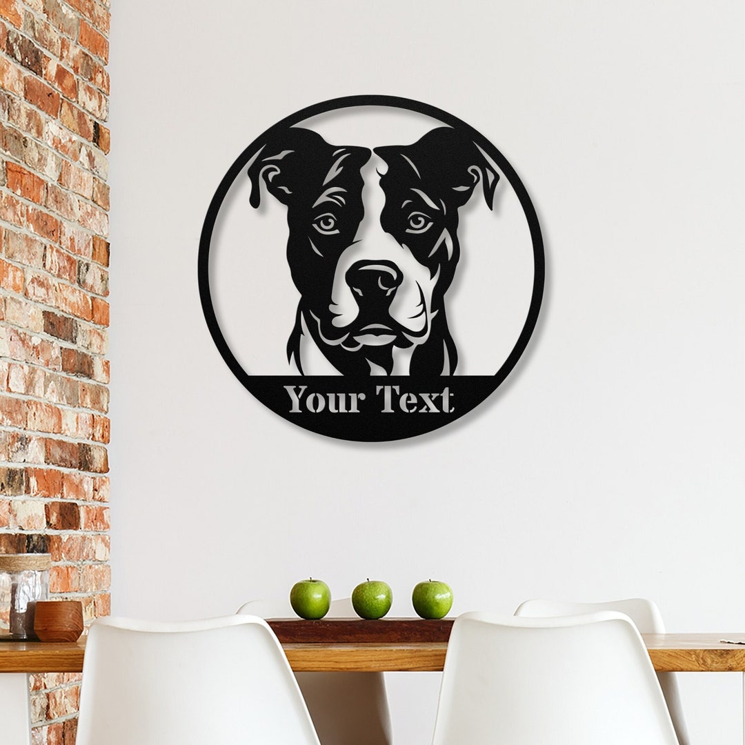 Personalized Pitbull Metal Sign, Pit Bull Gifts, Pitbull Face Metal ...