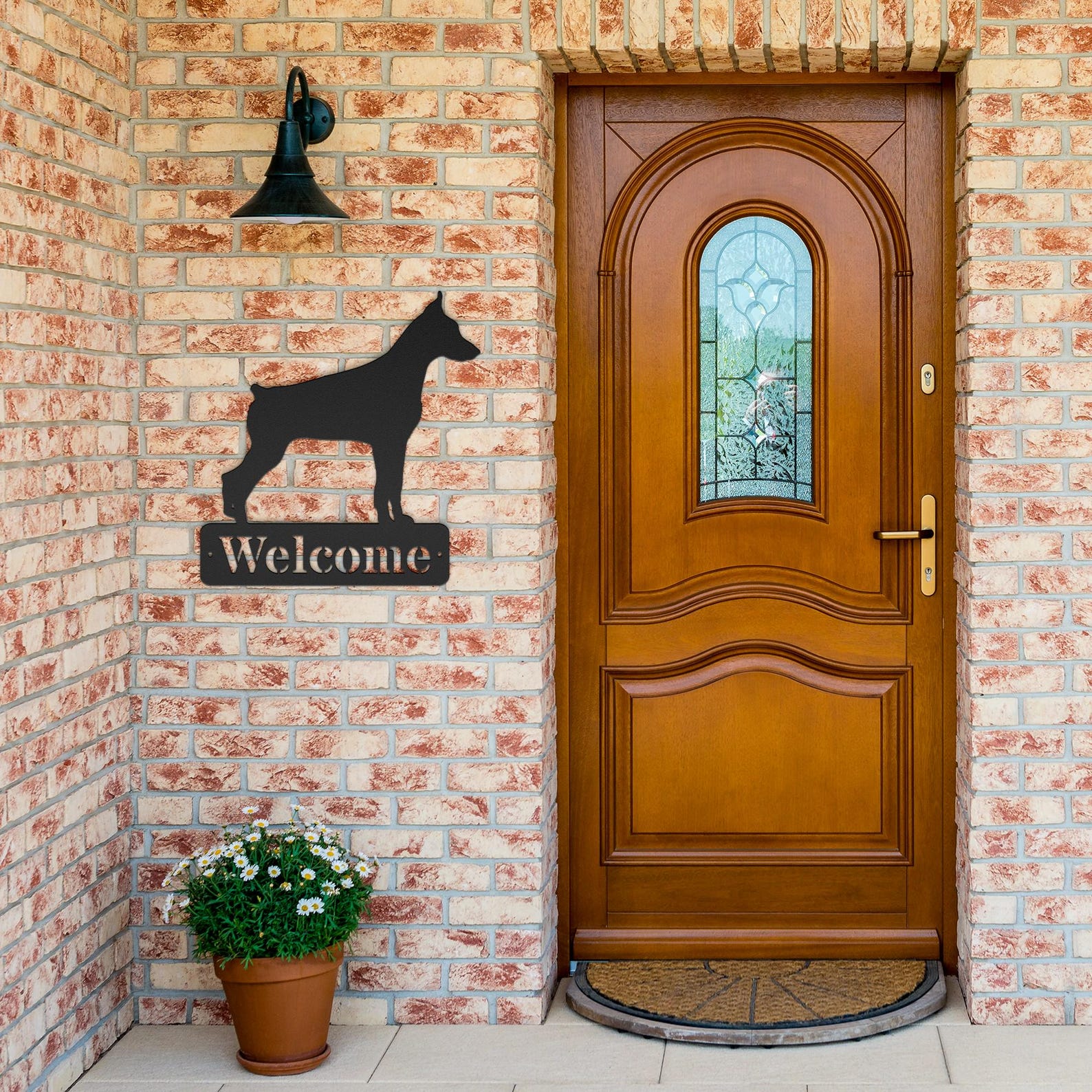 Doberman Gifts, Welcome Sign, Custom Doberman Pinscher Silhouette Metal ...