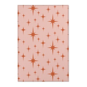 Pink Terracotta Retro Rug, Mid Century Modern Atomic Starburst Area Rug ...