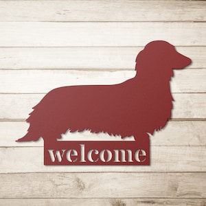 Long Haired Dachshund Welcome Sign for Front Porch, Dachshund Gift ...