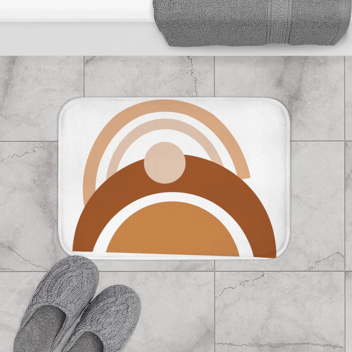 Boho Bath Mat Terracotta Abstract Mid Century Modern Bath | Etsy