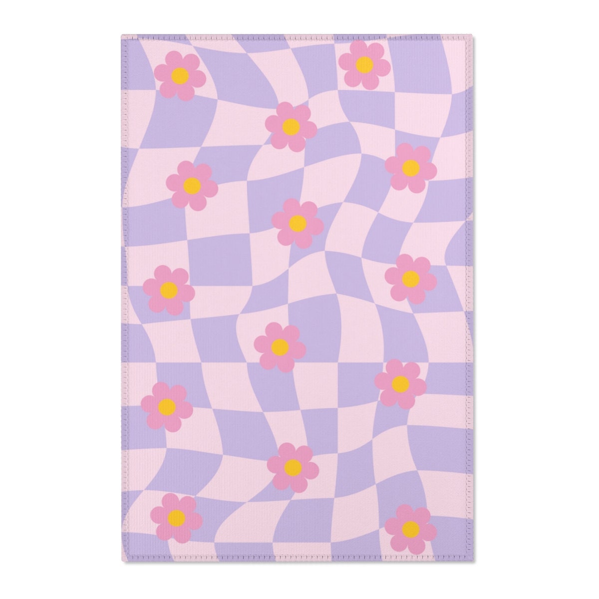 Checkered Rug Purple Blush Pink Checkerboard Flower Rug Cute - Etsy