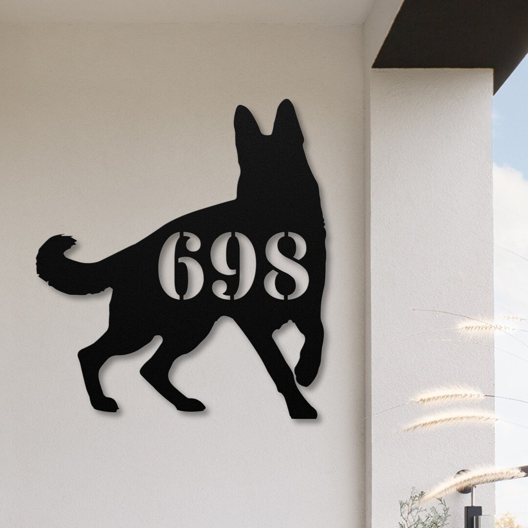 German Shepherd Custom House Number Sign, German Shepherd Gifts ...
