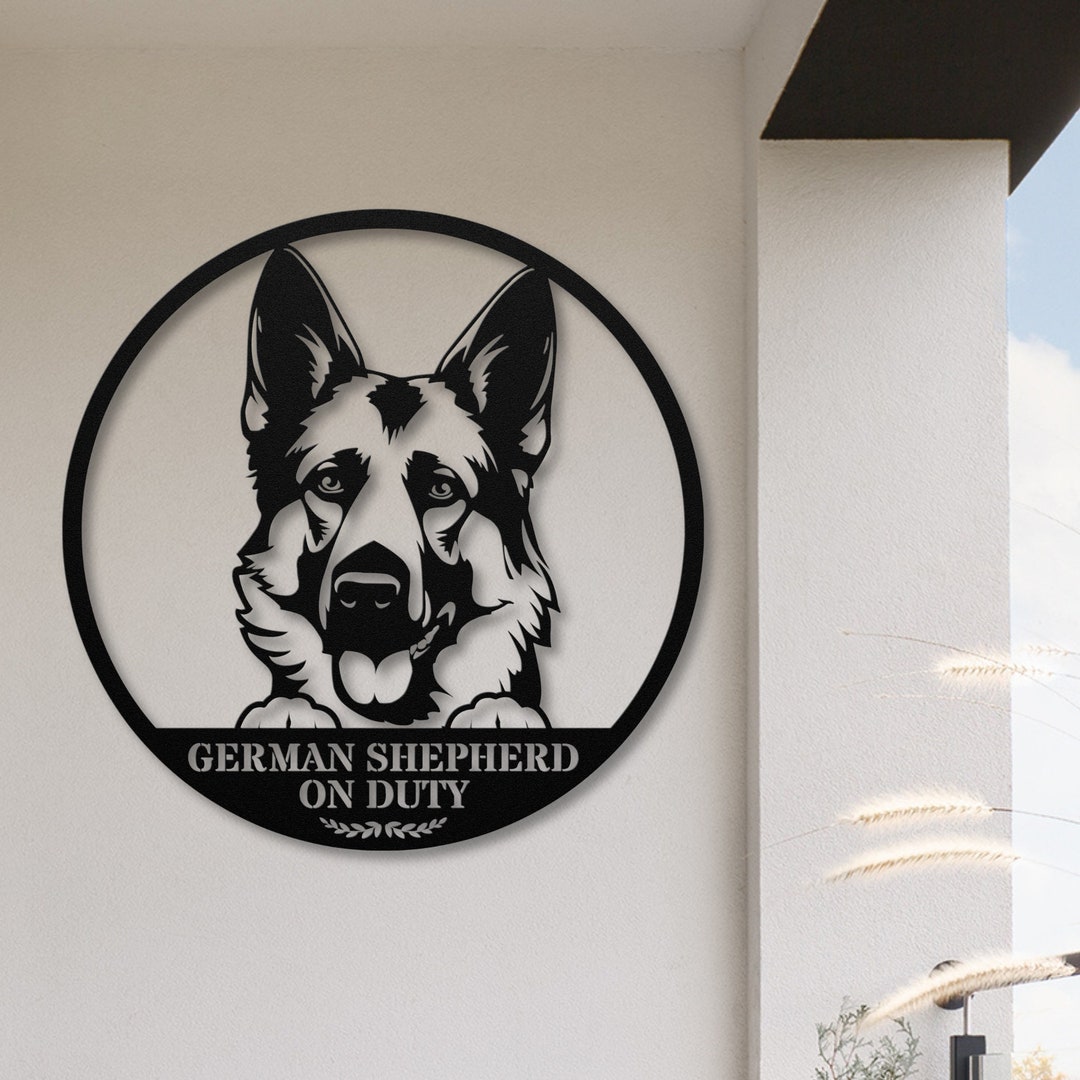 German Shepherd on Duty Metal Sign, German Shepherd Gift, Beware of Dog ...