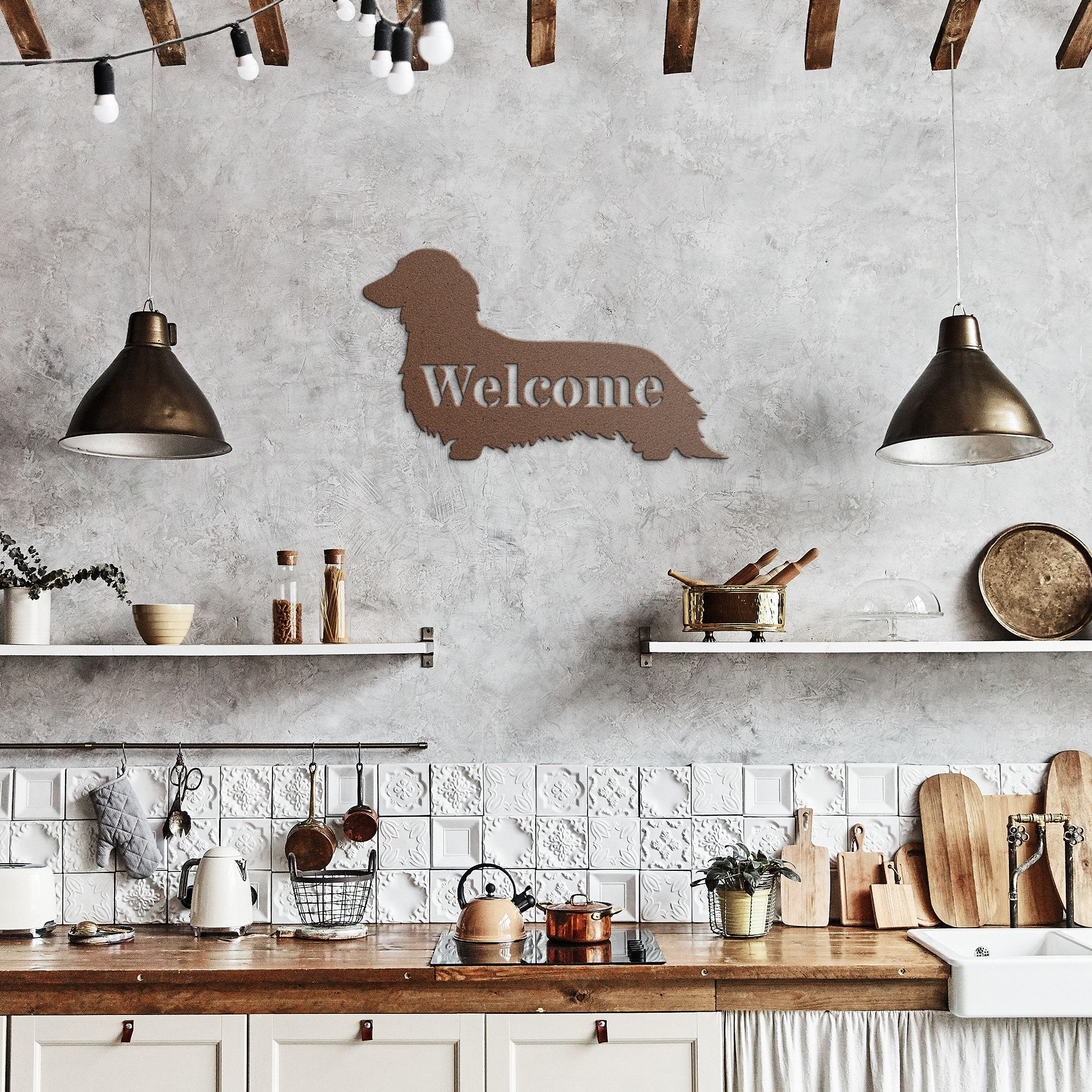 Long Haired Dachshund Welcome Sign for Front Porch, Dachshund Gift ...
