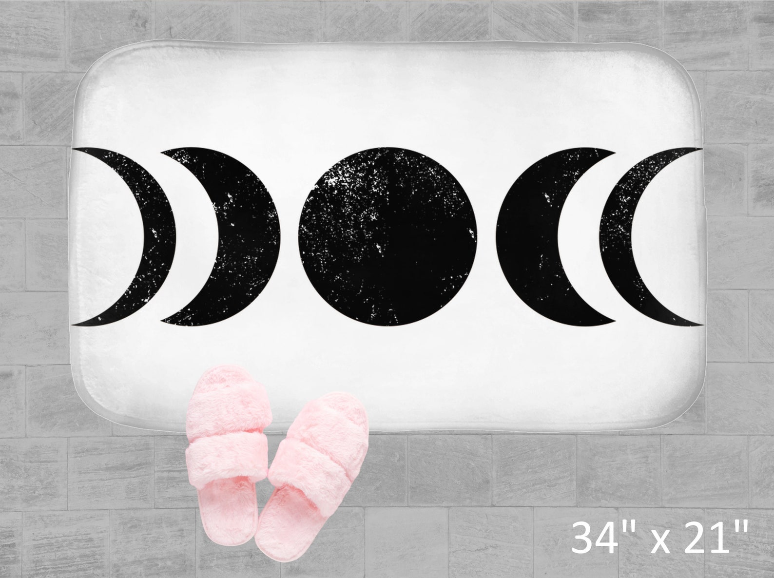 Black Moon Phases Boho Bath Mat Distressed Retro Moons | Etsy