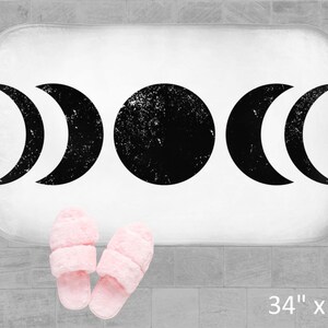 Black Moon Phases Boho Bath Mat Distressed Retro Moons | Etsy