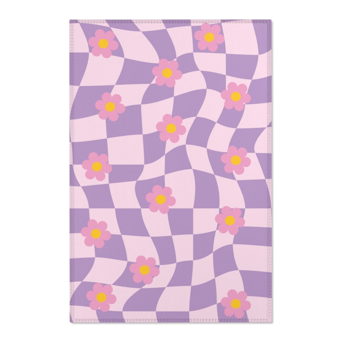 Purple Pink Checkered Rug Checkerboard Flower Rug Cute Rug - Etsy