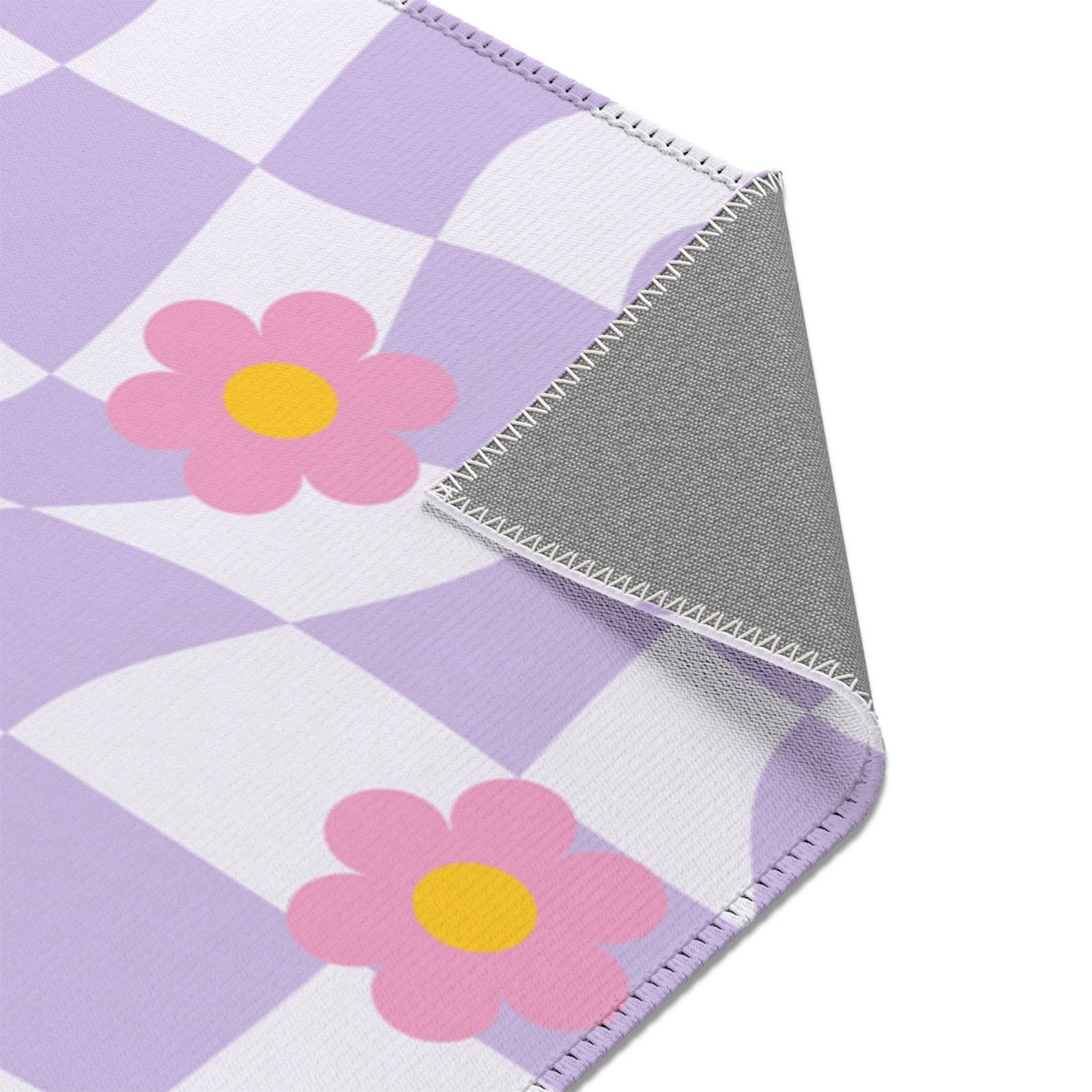 Purple Checkered Rug Checkerboard Flower Rug Cute Rug - Etsy