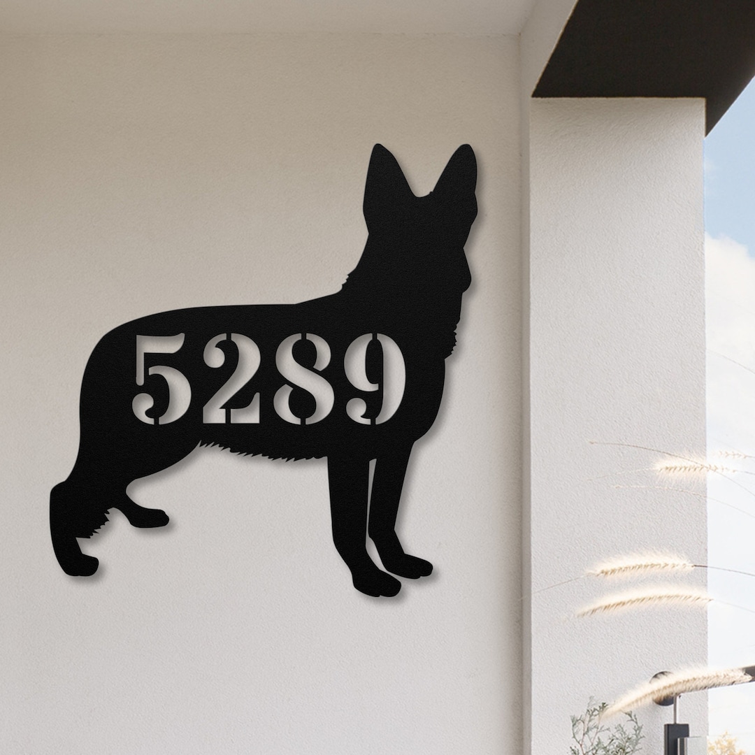 German Shepherd Custom House Number Sign, German Shepherd Gifts ...