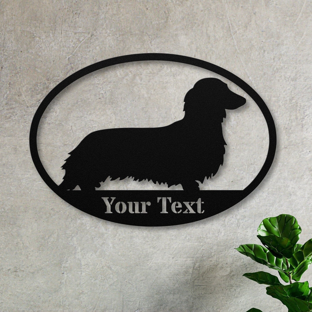 Personalized Long Haired Dachshund Door Sign, Custom Dachshund Gift ...