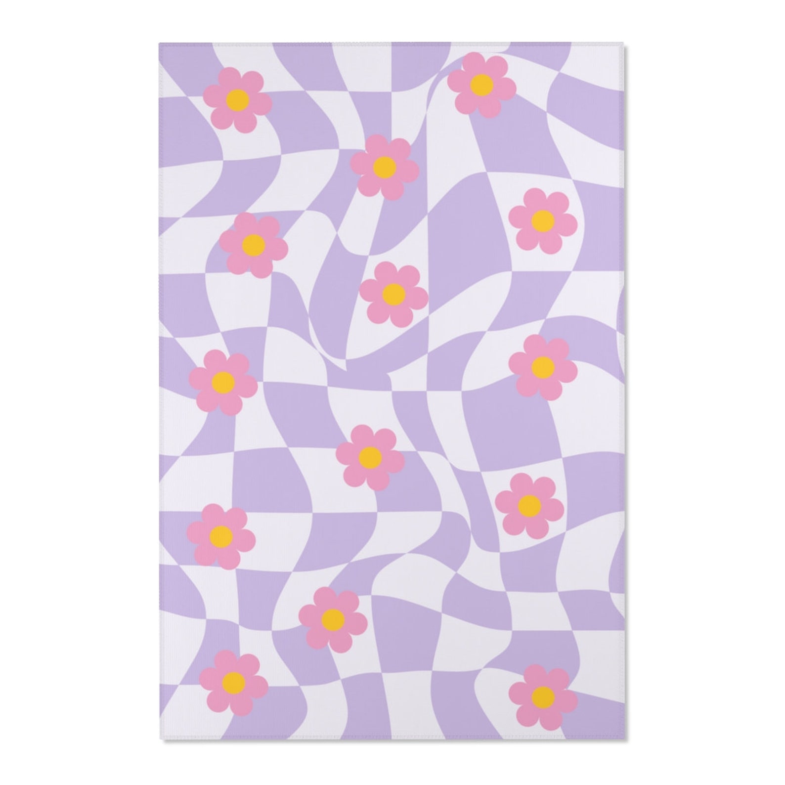Purple Checkered Rug Checkerboard Flower Rug Cute Rug - Etsy