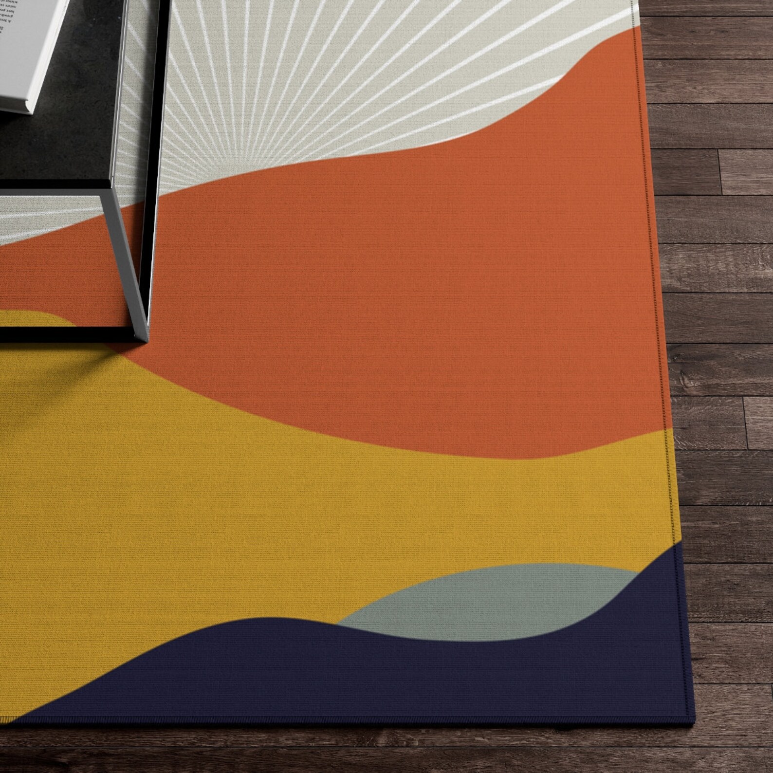 Abstract Rug Mountain Sunset Boho Retro Rug Mid Century | Etsy