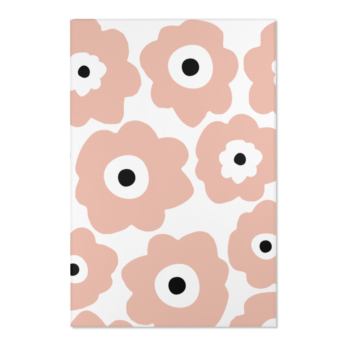 70s Flower Rug Retro Poppies Funky Rug Pink Black White - Etsy