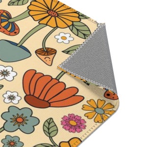 Mushroom Rug, Magic Mushroom 70s Rug, Flower Rug, Funky Rug, 60s Retro ...