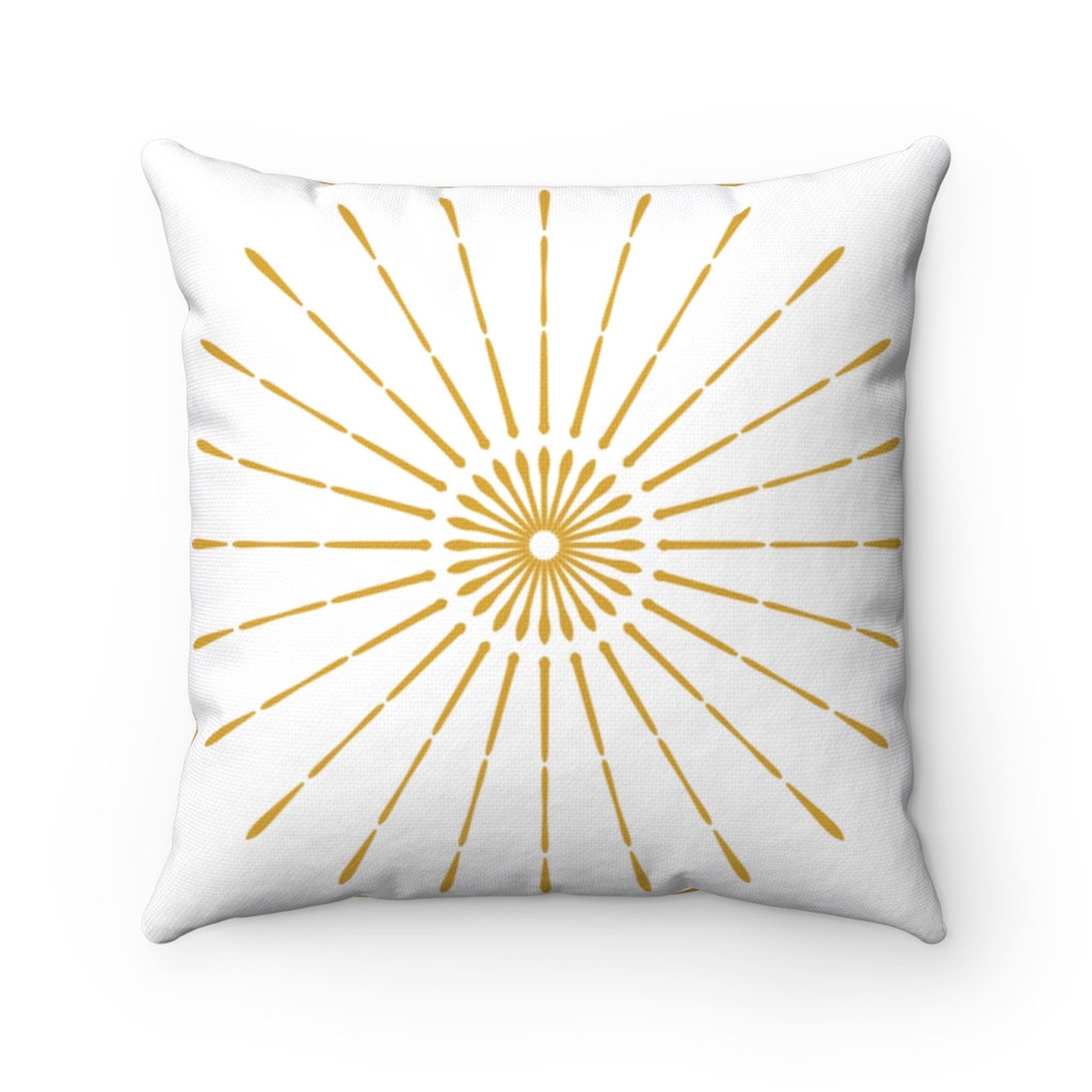 Boho Throw Pillow, Mustard Yellow and White Retro Sunburst Throw Pillow ...