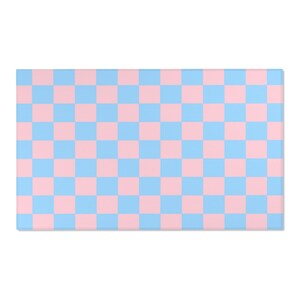Pink Blue Checkered Rug, Checkerboard Rug, Funky Rug, Blush Cute Rug ...