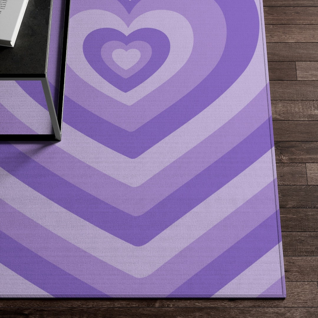 Purple Hearts Indie Aesthetic Boho Rug, Danish Pastel Room Decor Area ...