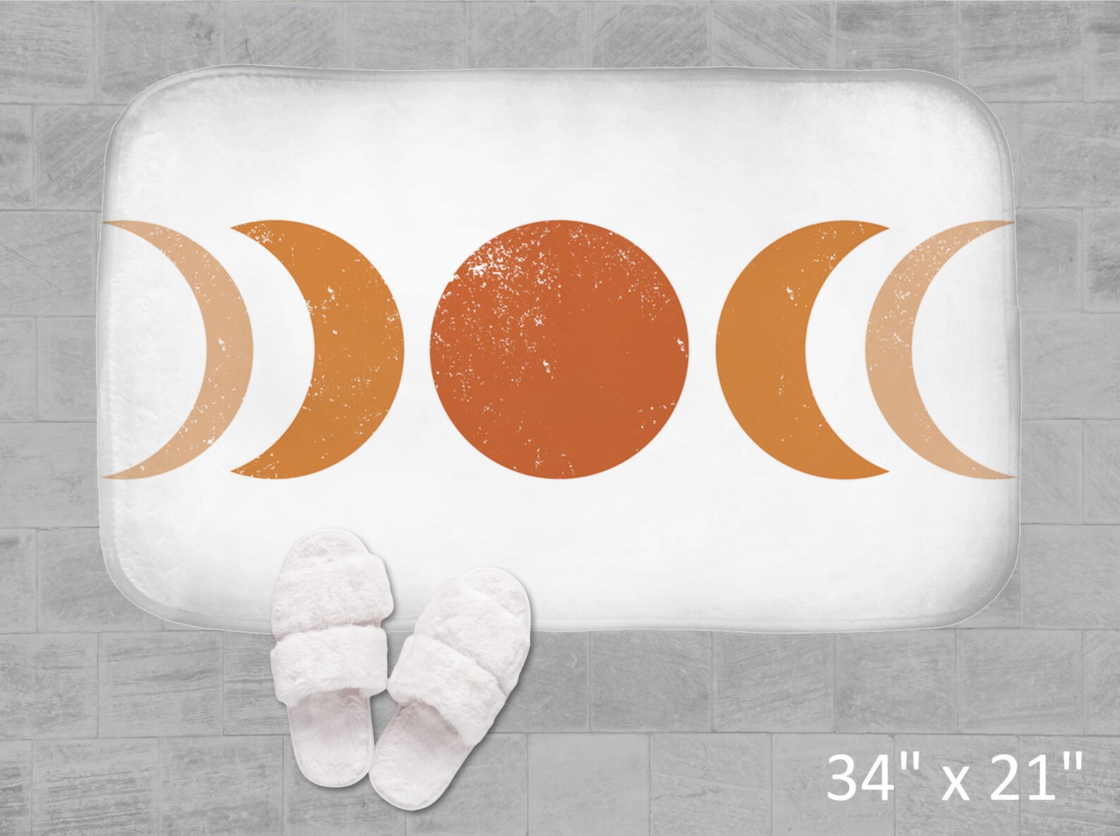 Black Moon Phases Boho Bath Mat Distressed Retro Moons | Etsy