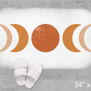 Black Moon Phases Boho Bath Mat Distressed Retro Moons | Etsy