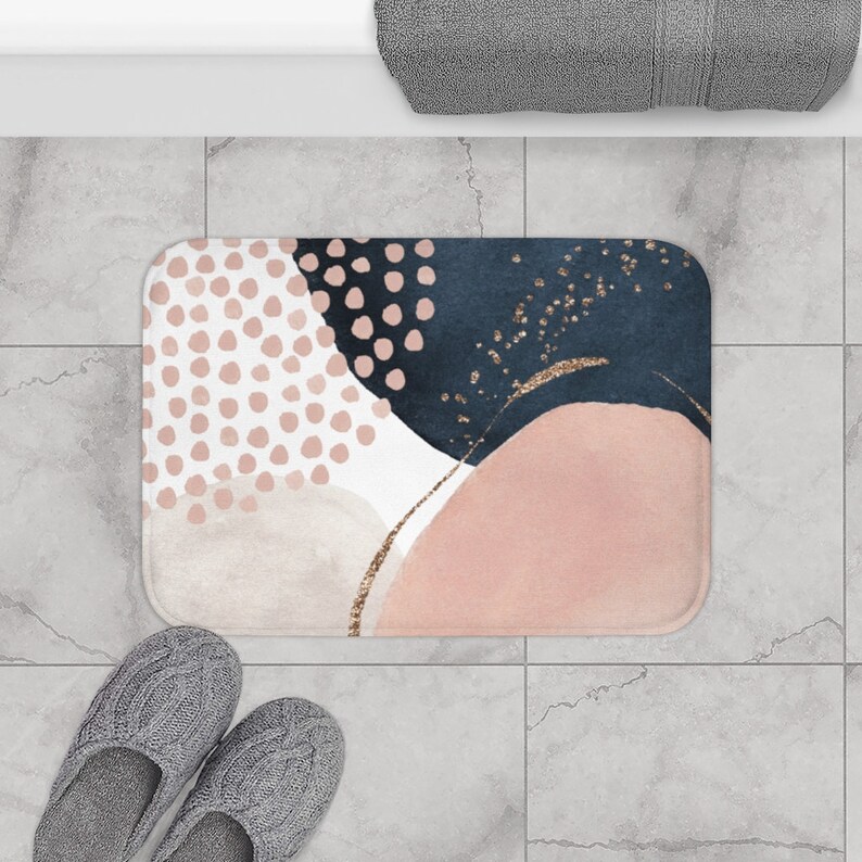 Abstract Art Bath Mat Non-slip Modern Bath Rug With Organic - Etsy