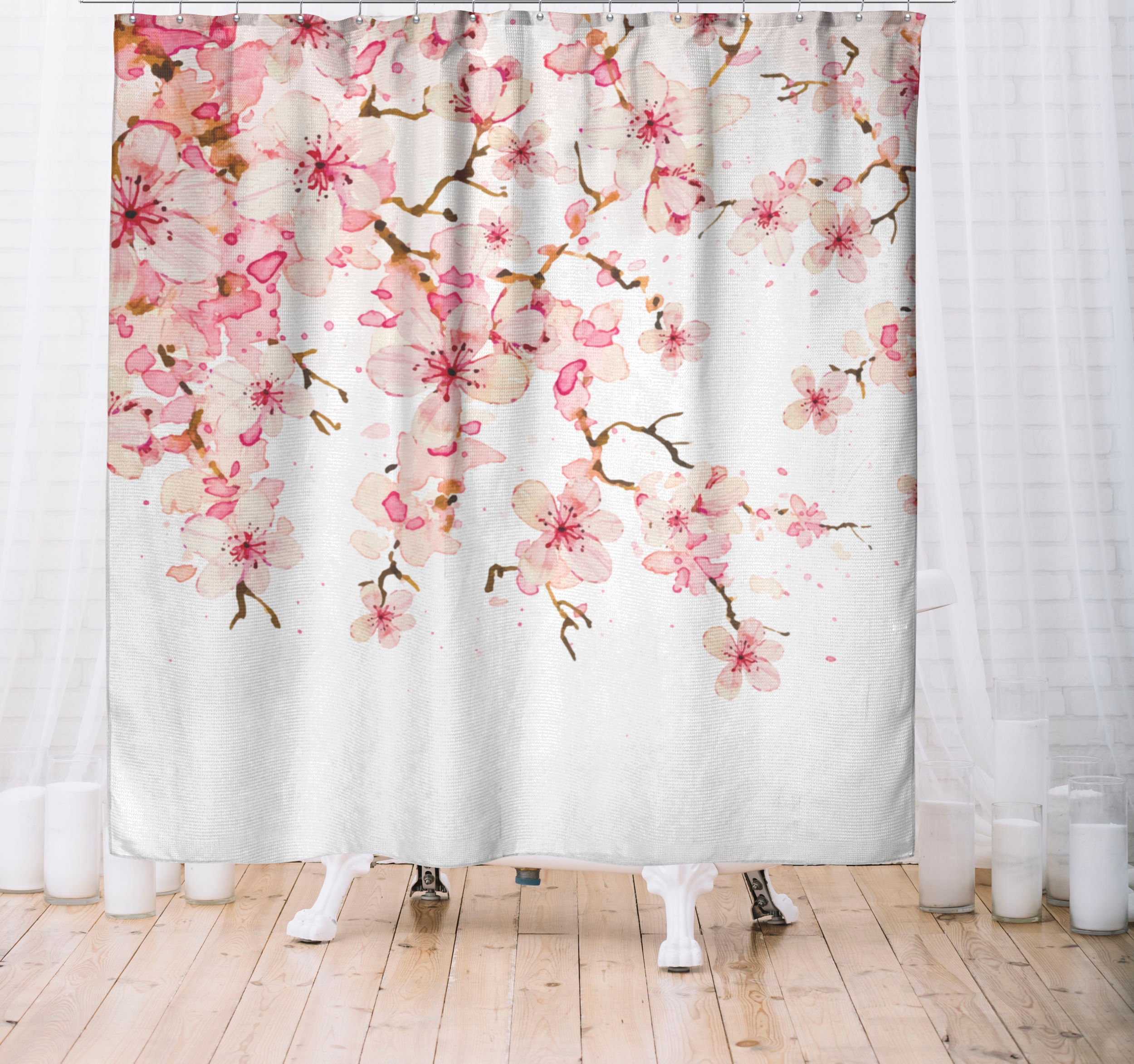 Cherry Blossom Shower Curtain Cherry Branches Floral Etsy