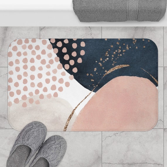Abstract Art Bath Mat Non-slip Modern Bath Rug With Organic | Etsy