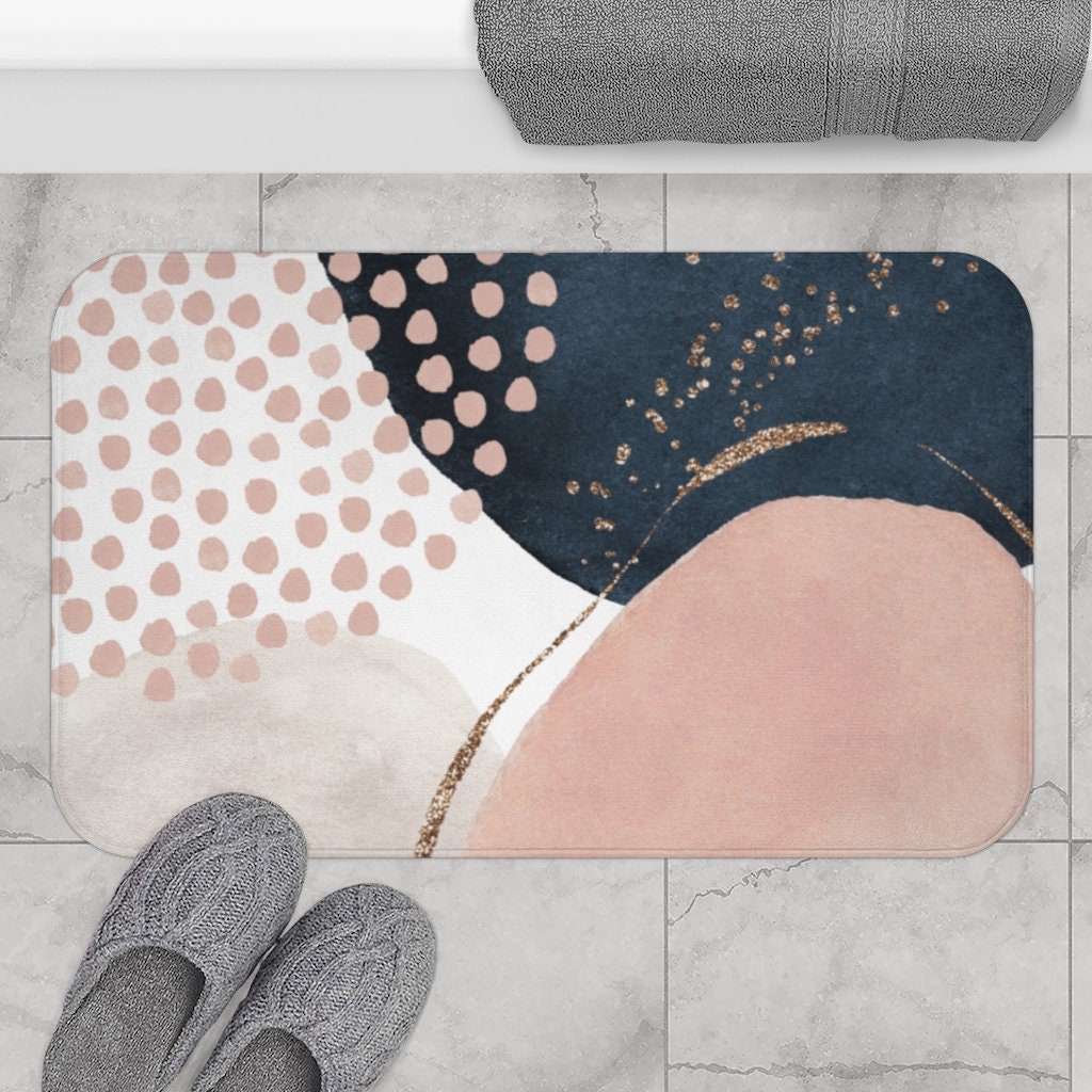 Abstract Art Bath Mat Non-slip Modern Bath Rug With Organic - Etsy