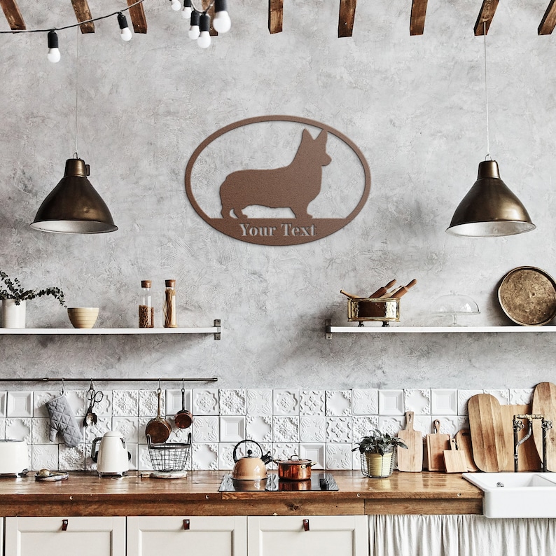 Personalized Corgi Metal Wall Art, Corgi Gifts, Custom House Number ...