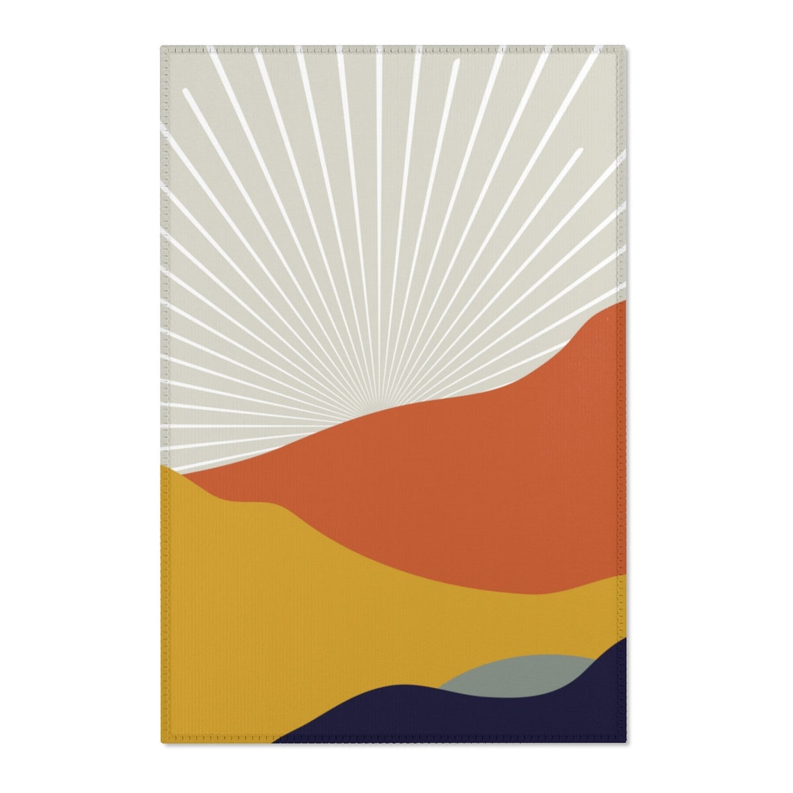 Abstract Rug Mountain Sunset Boho Retro Rug Mid Century - Etsy