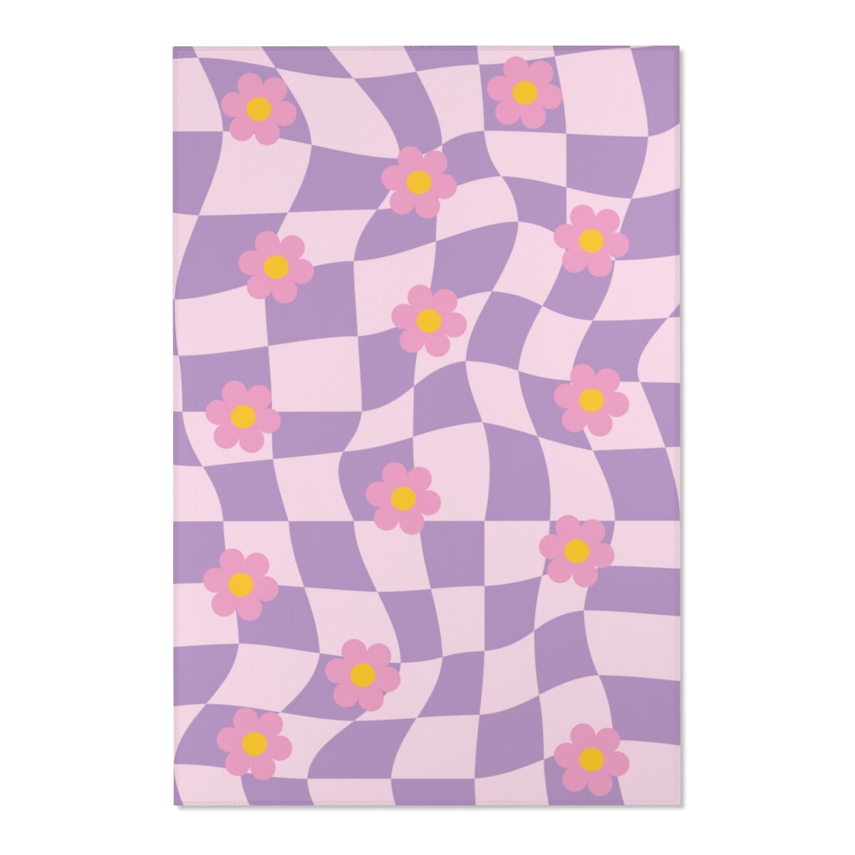 Purple Pink Checkered Rug Checkerboard Flower Rug Cute Rug - Etsy