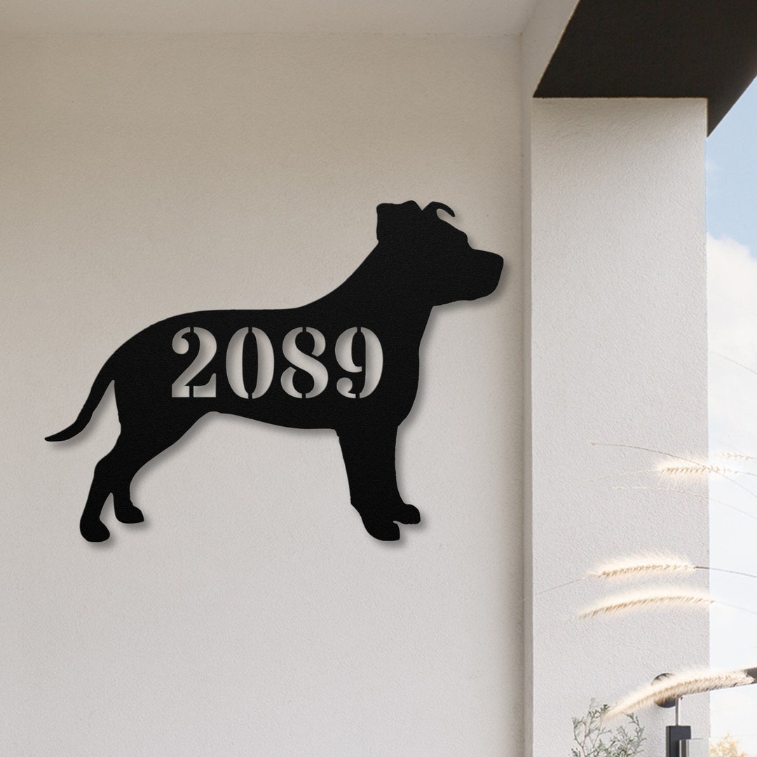 Custom Pitbull House Number Sign, Pit Bull Gifts, Personalized Pitbull ...
