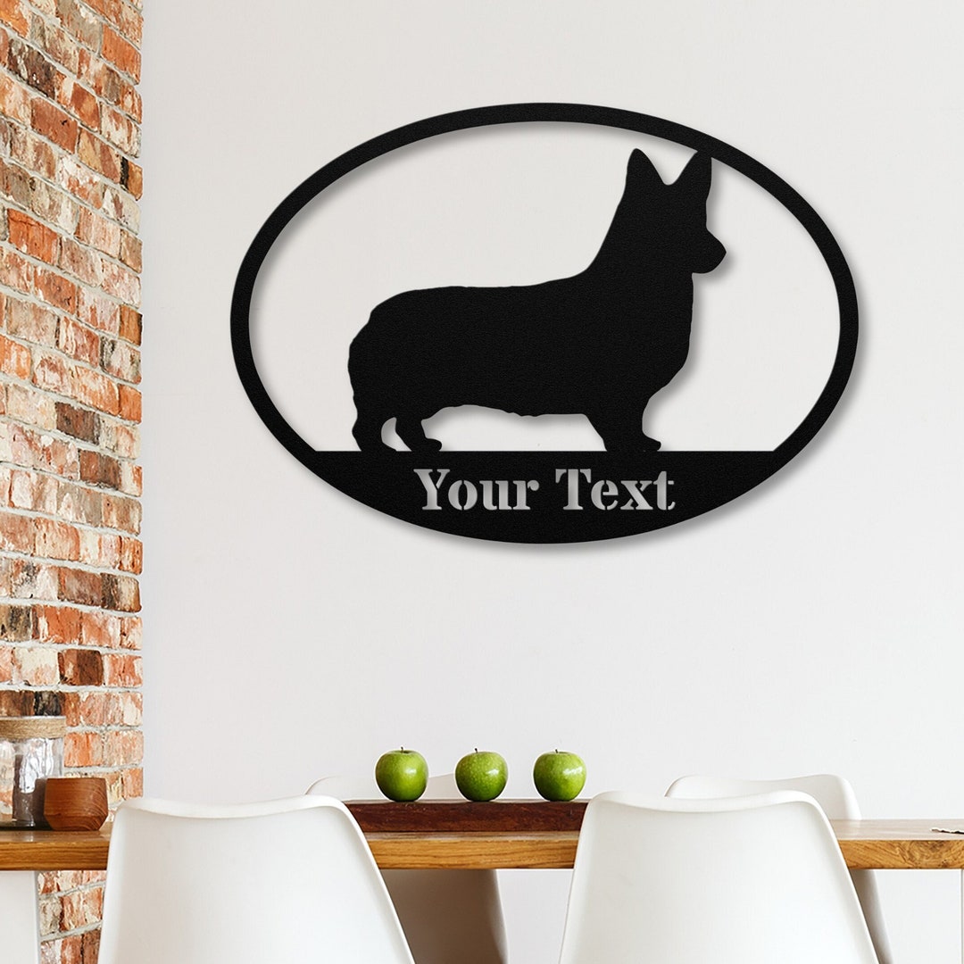 Personalized Corgi Metal Wall Art, Corgi Gifts, Custom House Number ...