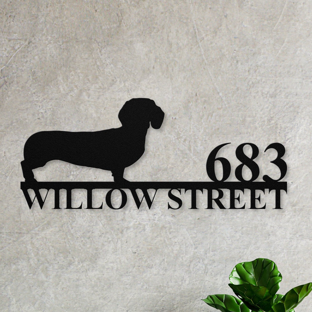 Dachshund Custom Metal Address Sign for House, Dachshund Gift, Modern ...