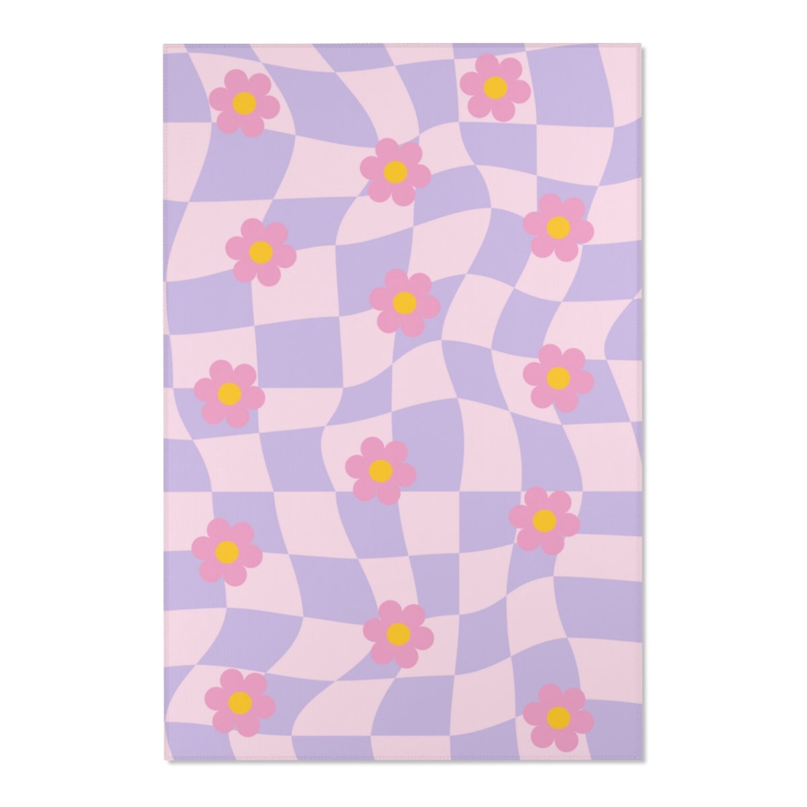 Checkered Rug Purple Blush Pink Checkerboard Flower Rug Cute - Etsy