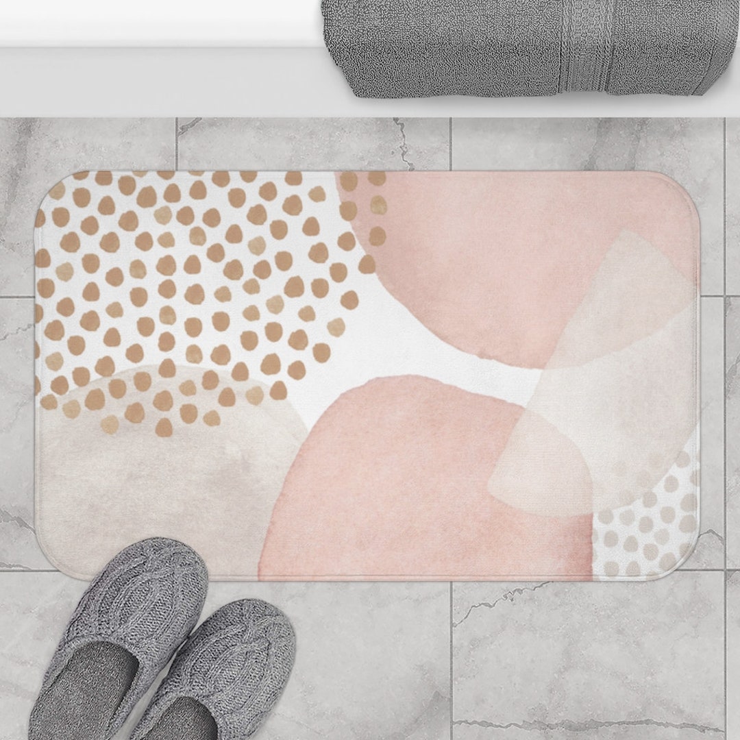 Abstract Art Bath Mat, Non-slip Modern Boho Chic Bath Rug With Organic ...
