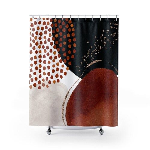 Burnt Orange Sunset Boho Shower Curtain Sunburst Minimalist | Etsy