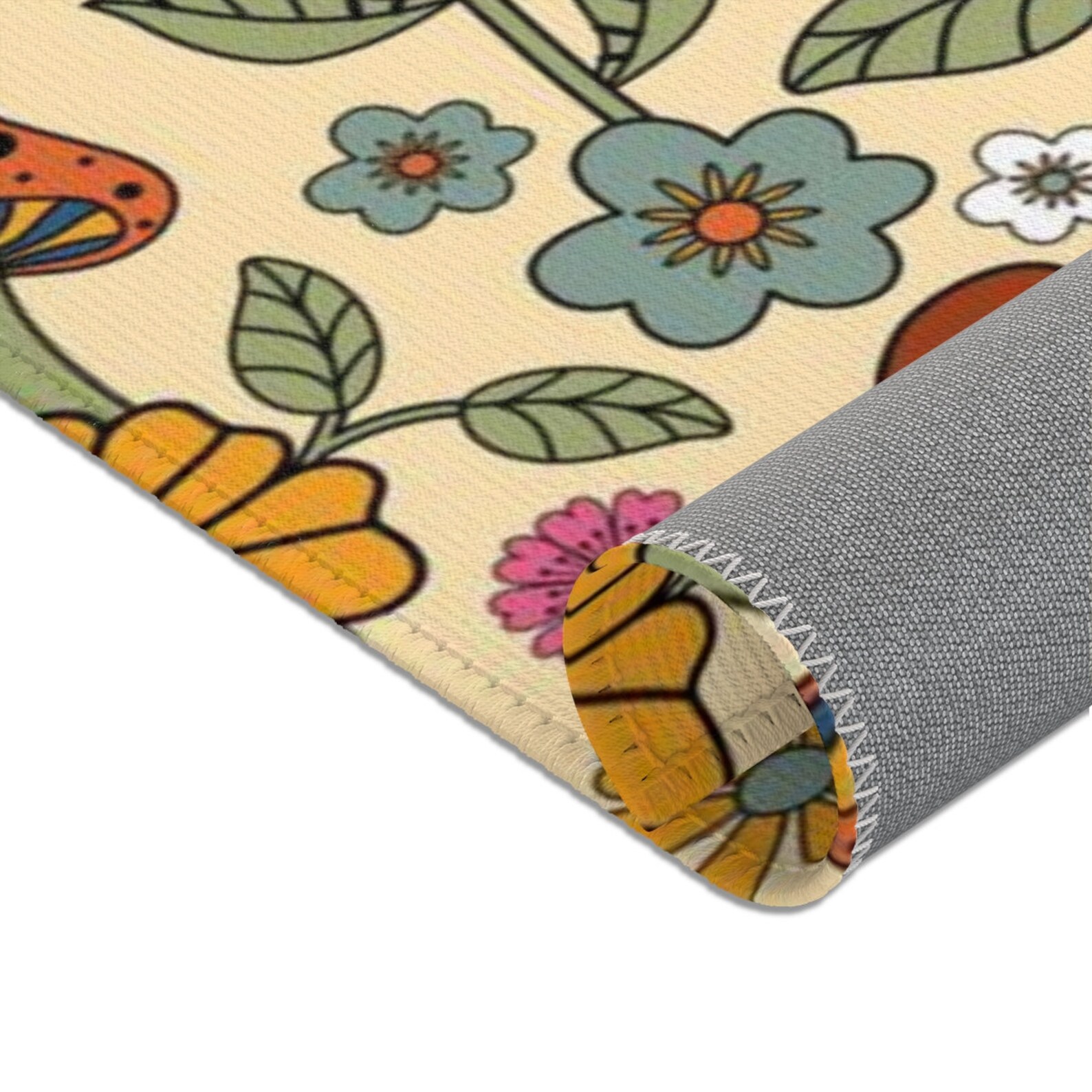 Mushroom Rug, Magic Mushroom 70s Rug, Flower Rug, Funky Rug, 60s Retro ...