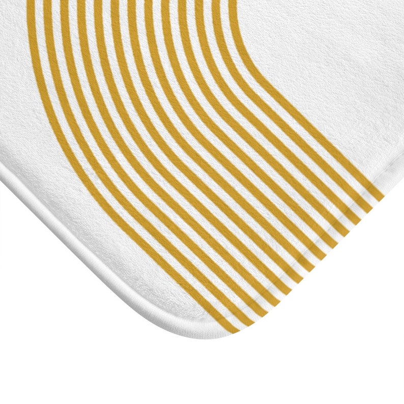 Boho Bath Mat Mustard Yellow Mid Century Modern Rainbow - Etsy