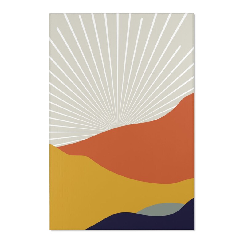 Abstract Rug Mountain Sunset Boho Retro Rug Mid Century - Etsy