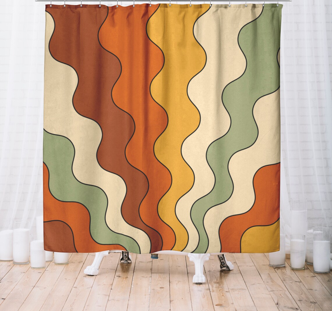 Retro Shower Curtain Funky Shower Curtain Groovy 60s 70s | Etsy