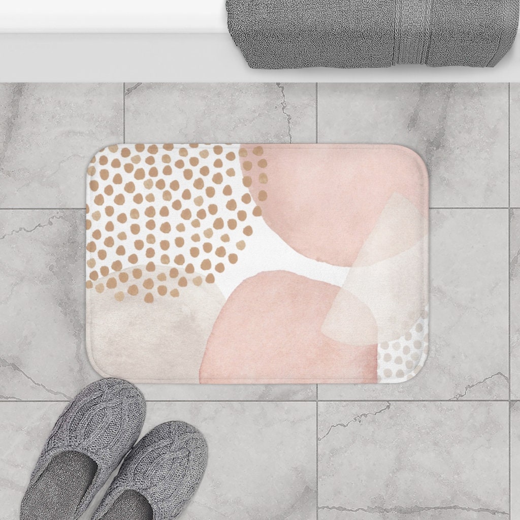 Abstract Art Bath Mat, Non-slip Modern Boho Chic Bath Rug With Organic ...