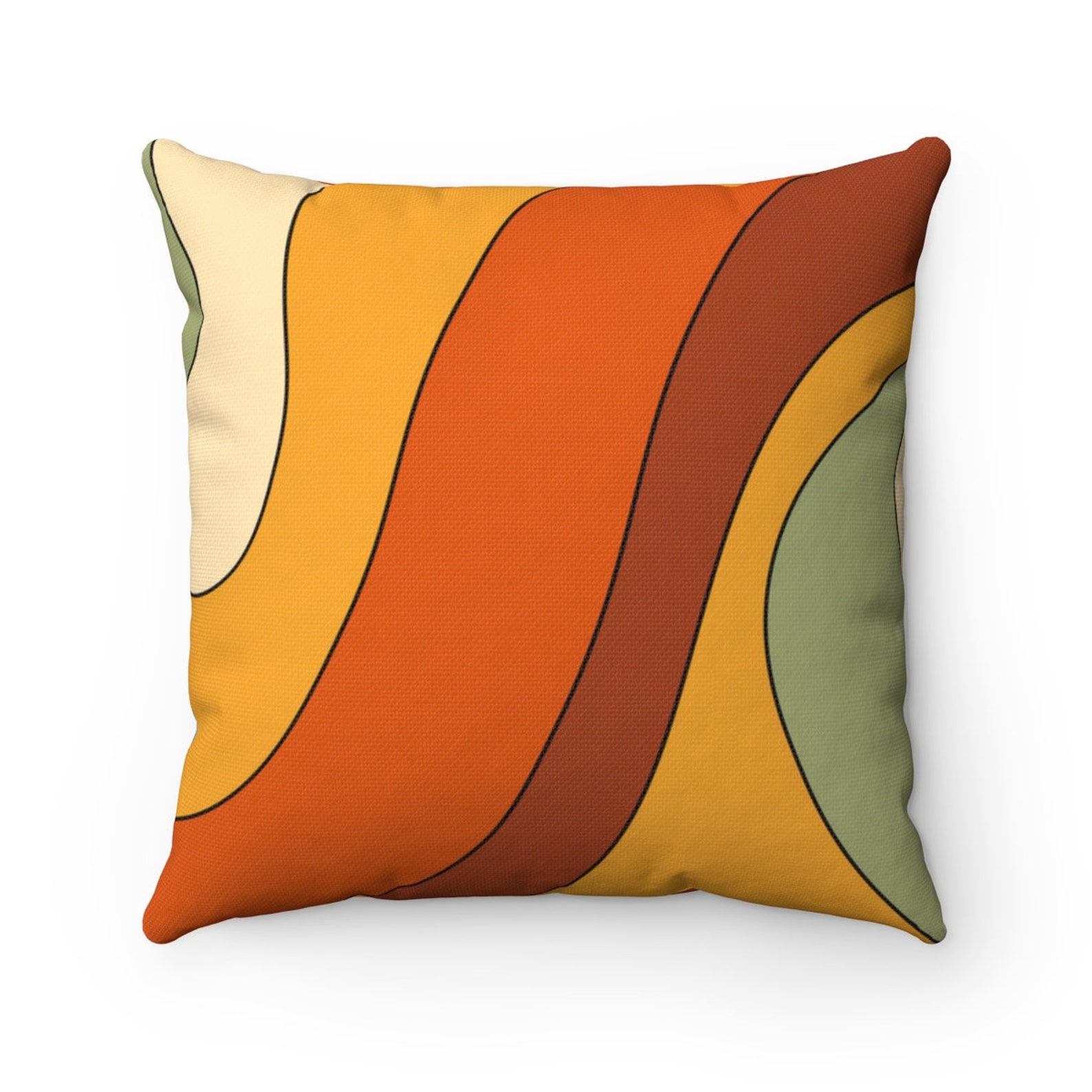 Retro Throw Pillow Cover, Funky Boho Decorative Pillow, Groovy 60s 70s ...