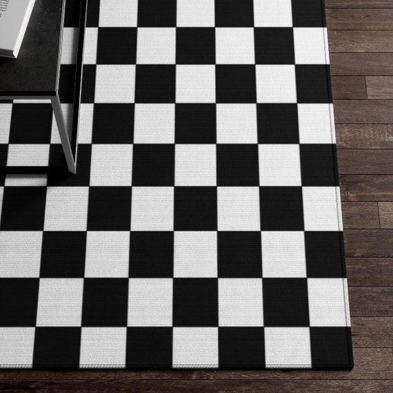 Checkered Rug Black and White Checkerboard Rug Modern Rug | Etsy